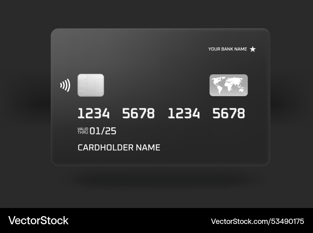 Black premium banking card 3d Royalty Free Vector Image