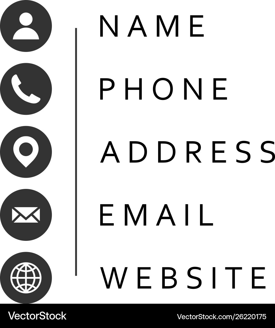 Business card information icon set template Vector Image