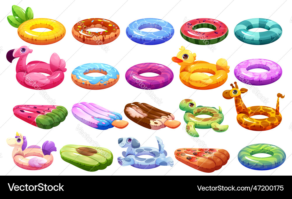 Colorful Inflatable Pool Toys – Royalty-Free Vector | VectorStock