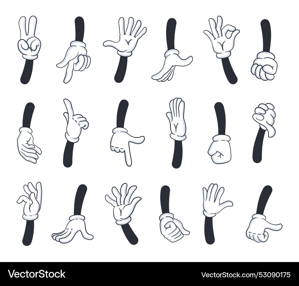 Comic book hands gestures cartoon Royalty Free Vector Image