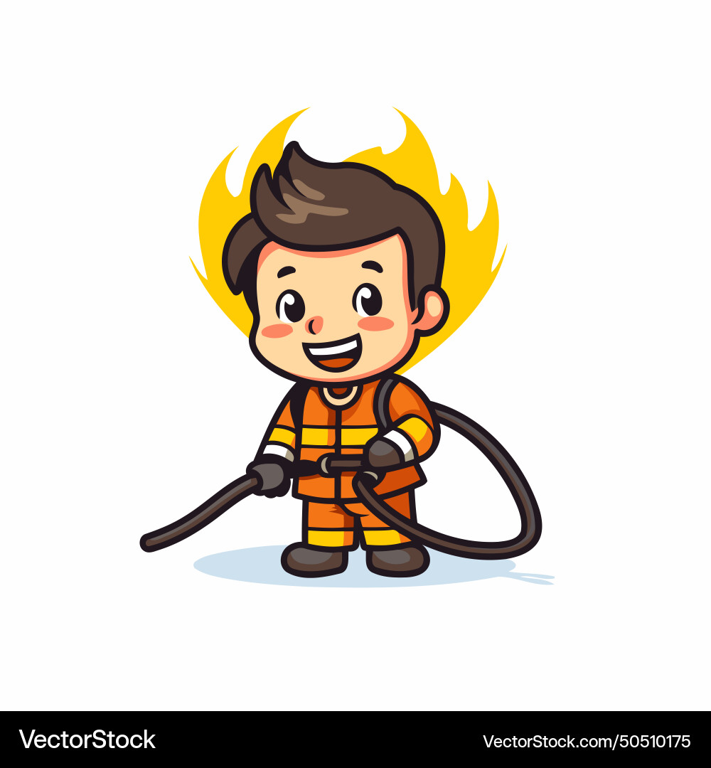 Firefighter cartoon character on a white Vector Image