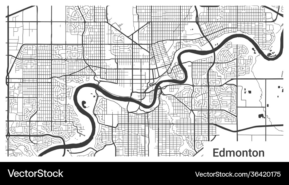 Map edmonton city alberta canada horizontal Vector Image