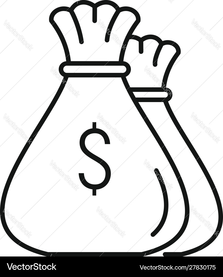 Money bag icon outline style Royalty Free Vector Image