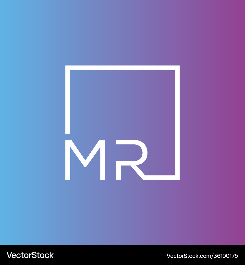 MR Initial Square Logo Royalty Free Vector Image
