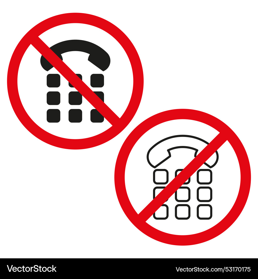 No phone call allowed signs silence zone Vector Image