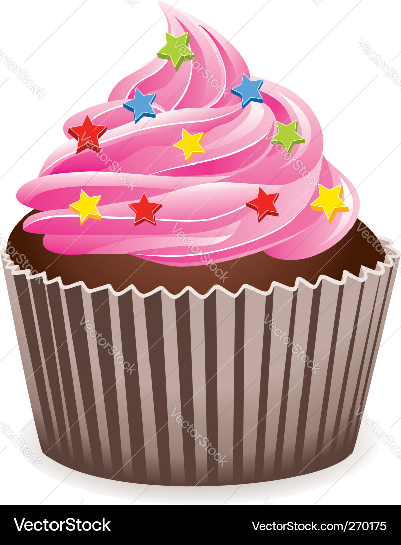 Pink cupcake Royalty Free Vector Image - VectorStock