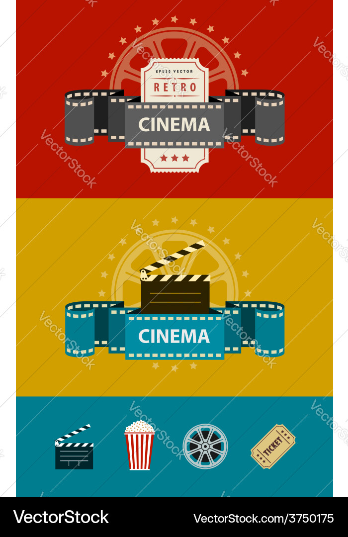 Retro Film Banners Royalty Free Vector Image - VectorStock