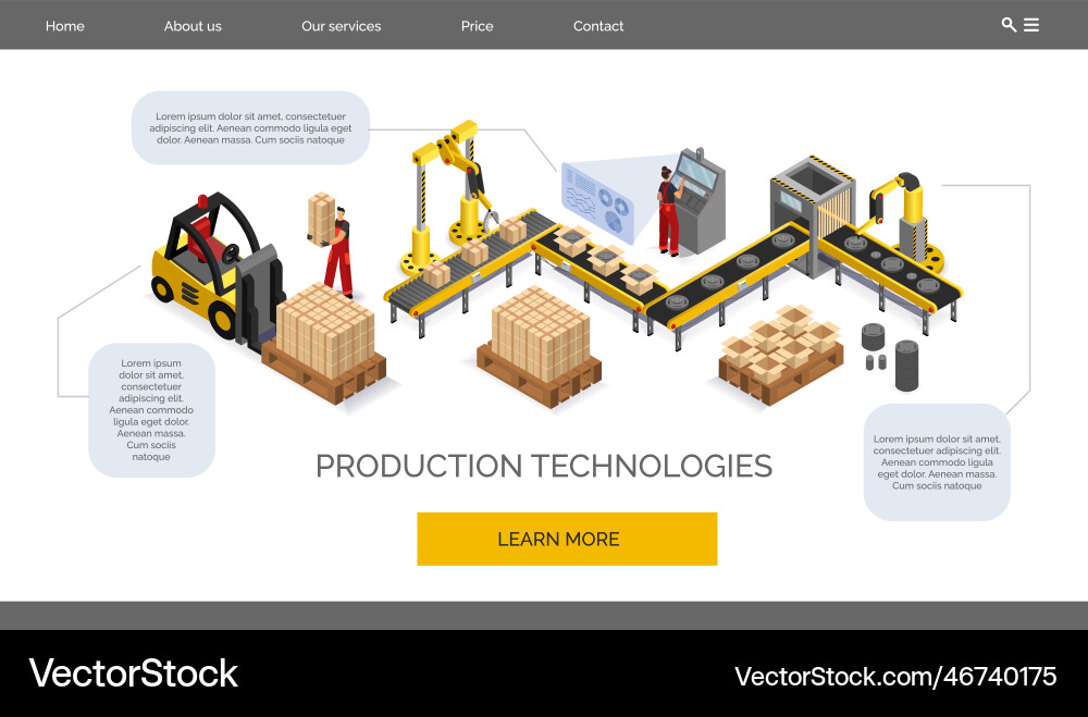 Smart factory process 3d manufacture conveyor Vector Image