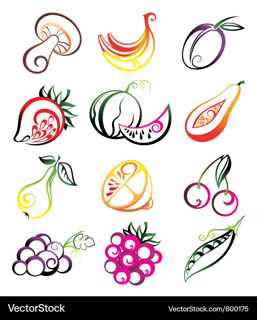 Various fruits Royalty Free Vector Image - VectorStock