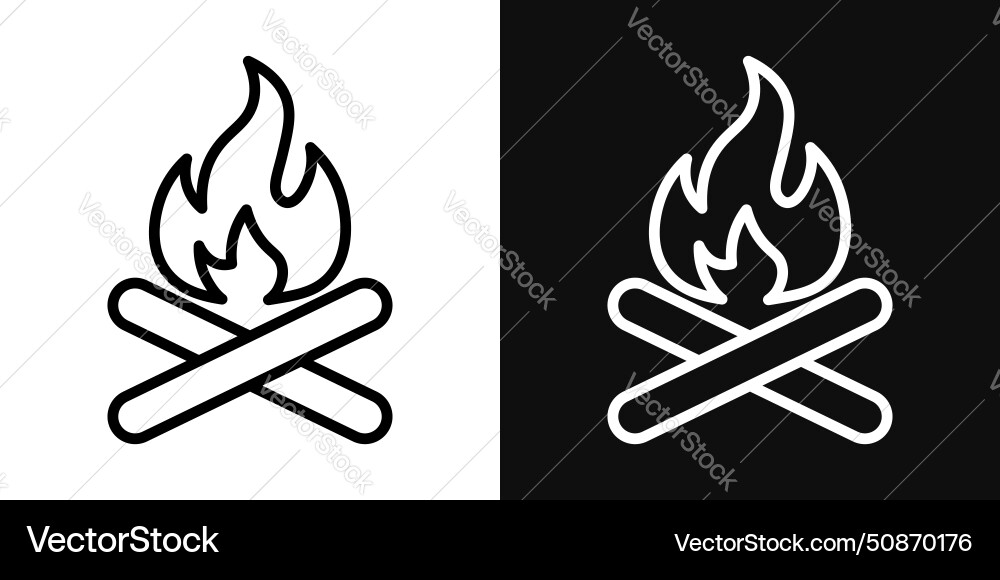 Bonfire icon set campfire symbol travel camp fire Vector Image