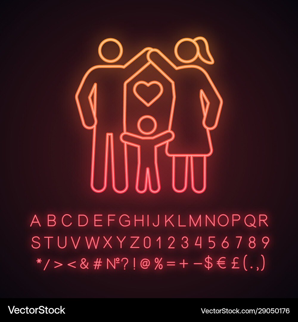 Child protection neon light icon Royalty Free Vector Image