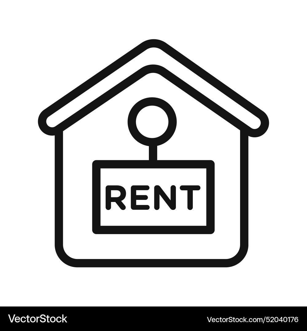 House rent icon black and white sign Royalty Free Vector
