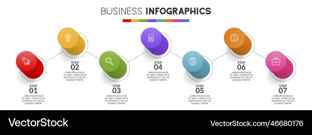 Infographics design template and icons with 7 Vector Image