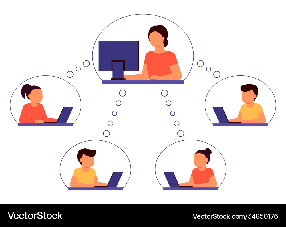 Learn from distance with teacher online Royalty Free Vector