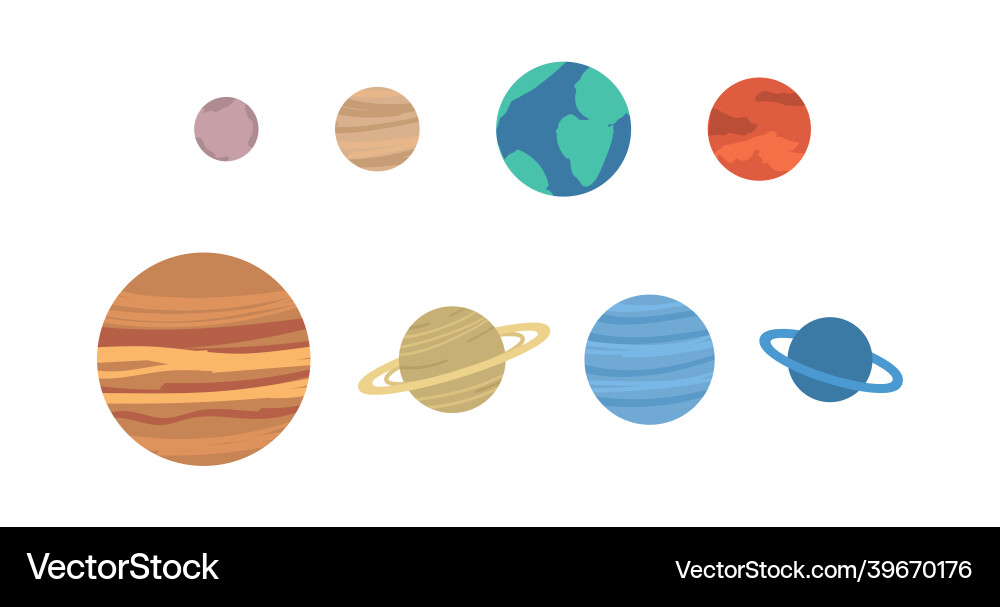 Planets of solar system symbols collection flat Vector Image