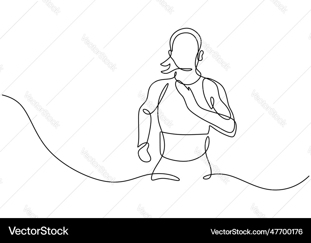 Sport woman running speed power continuous line Vector Image