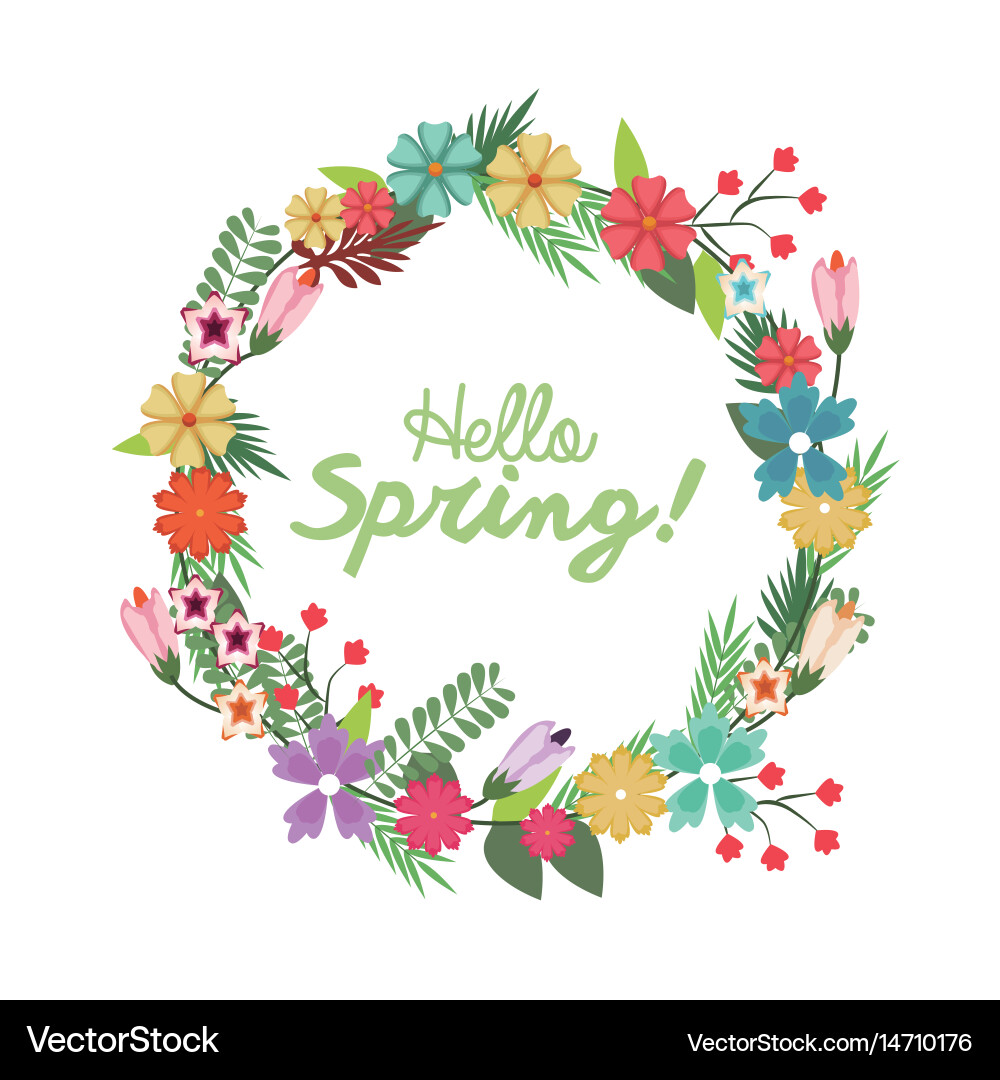 Spring floral wreath poster with hand lettering Vector Image