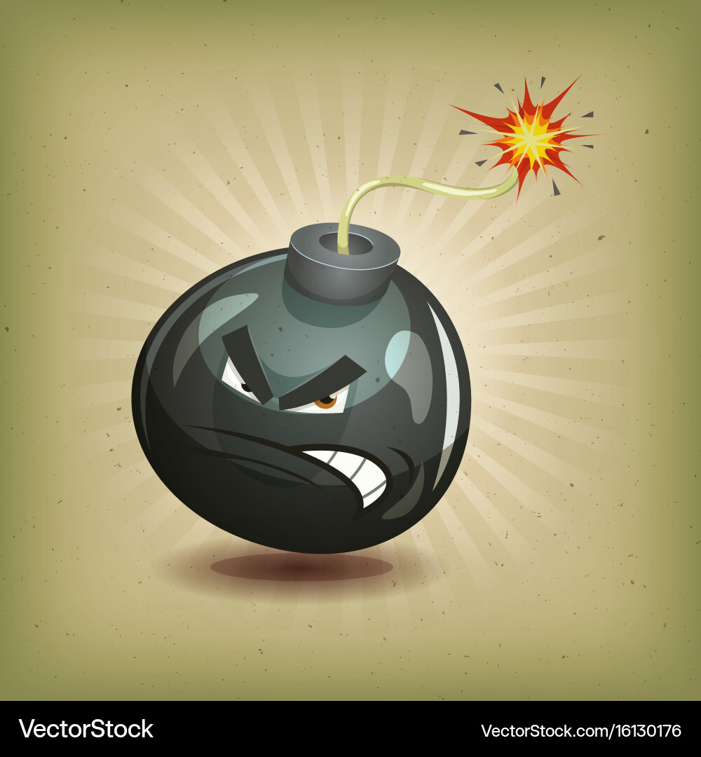 Vintage angry bomb character Royalty Free Vector Image