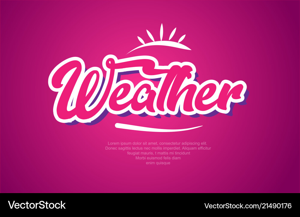 Weather word text typography pink design icon Vector Image