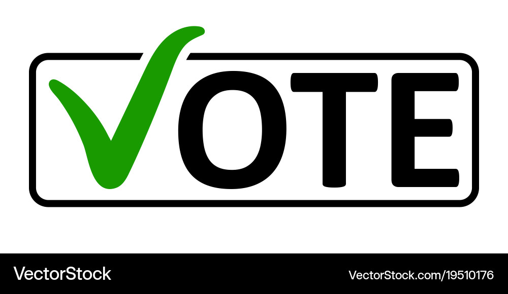 Word vote with a green checkmark Royalty Free Vector Image