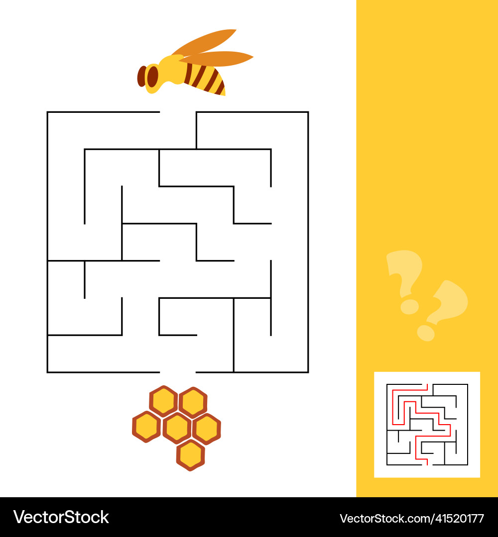 Bee and honeycomb maze game for preschool children