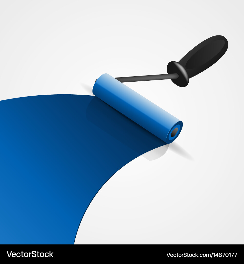 Blue paintbrush roller Royalty Free Vector Image