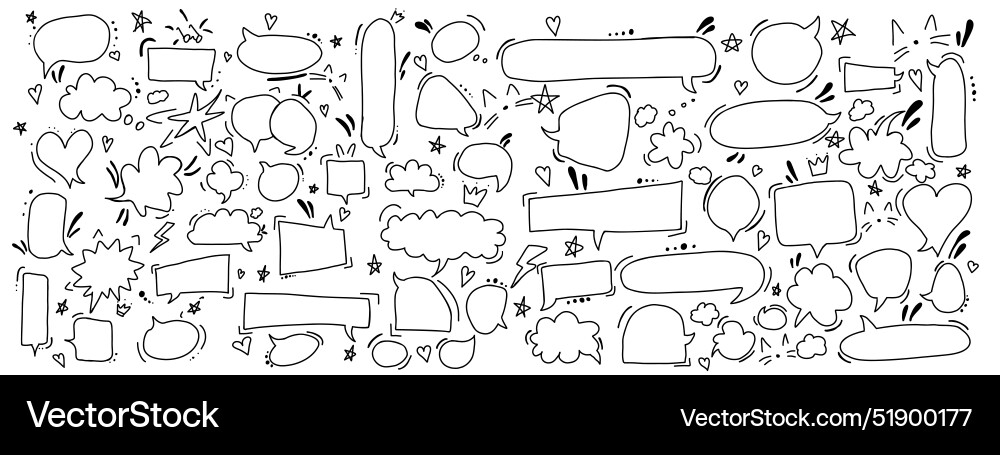 Chat box messages doodle line icons bundle Vector Image