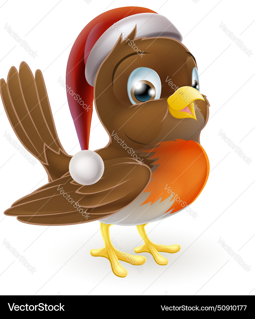 Christmas cartoon robin Royalty Free Vector Image