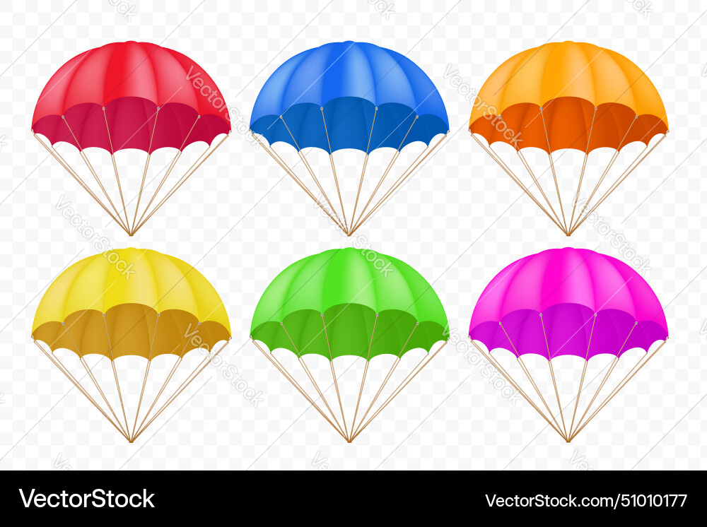 Collection of colorful parachutes Royalty Free Vector Image