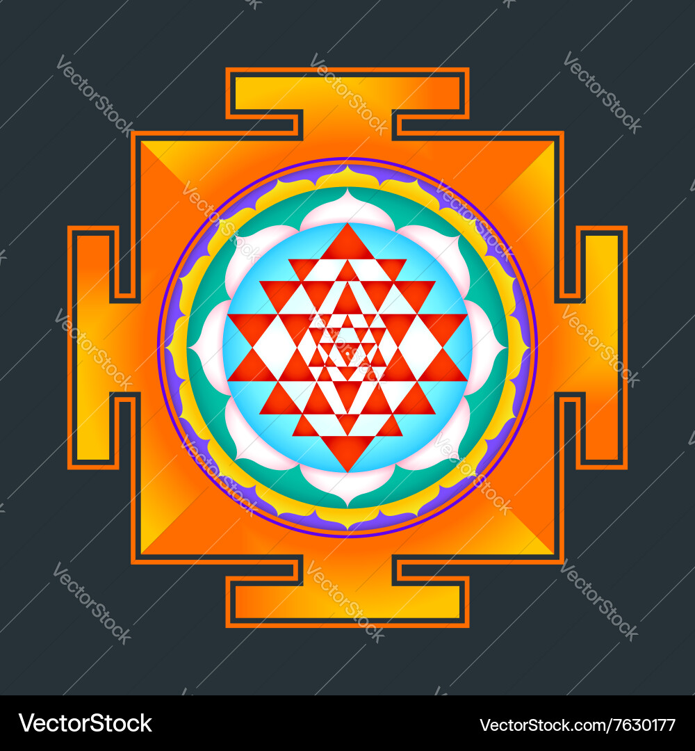 Colored sri yantra Royalty Free Vector Image - VectorStock