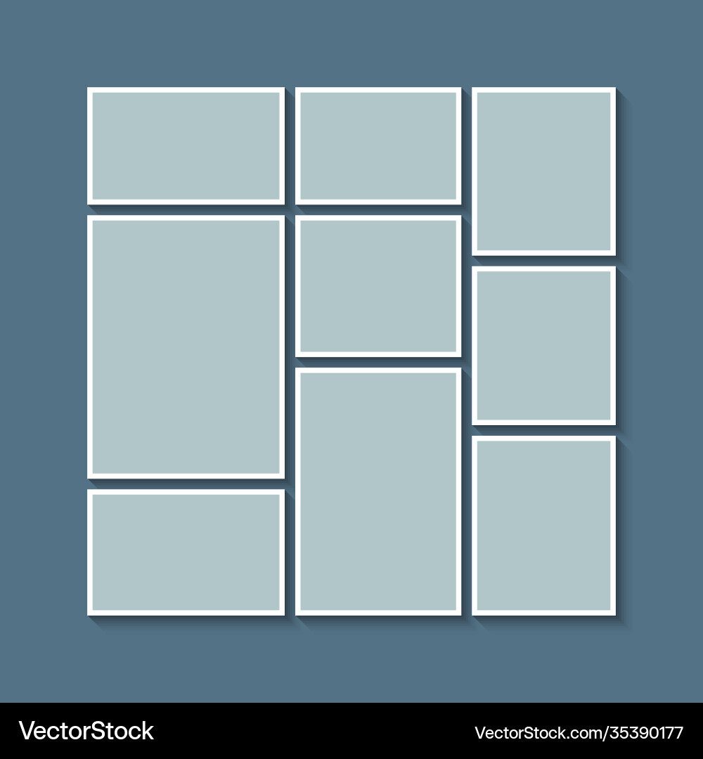 Empty collage board nine images photo Royalty Free Vector
