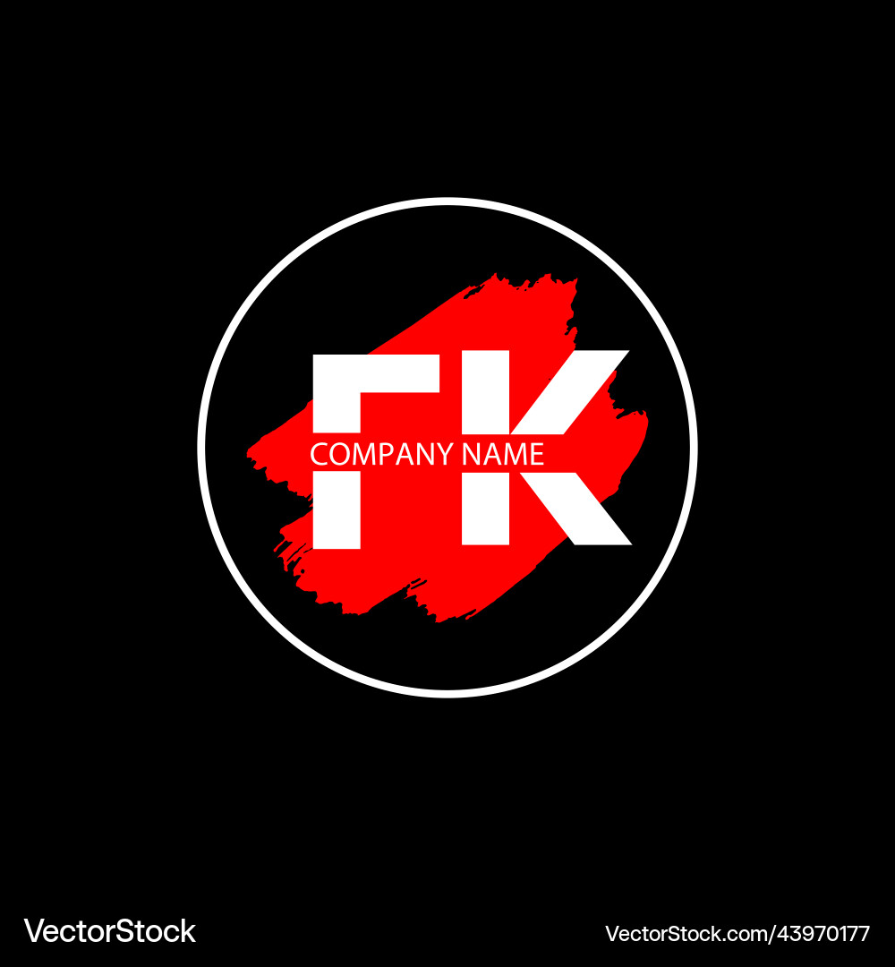Fk letter simple brush monogram logo linked Vector Image