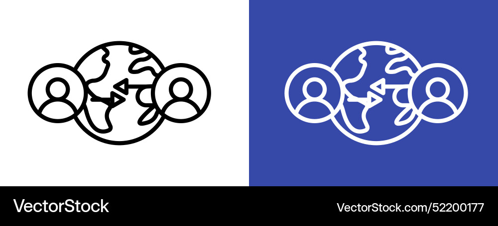 Globalization icon logo sign set outline Vector Image