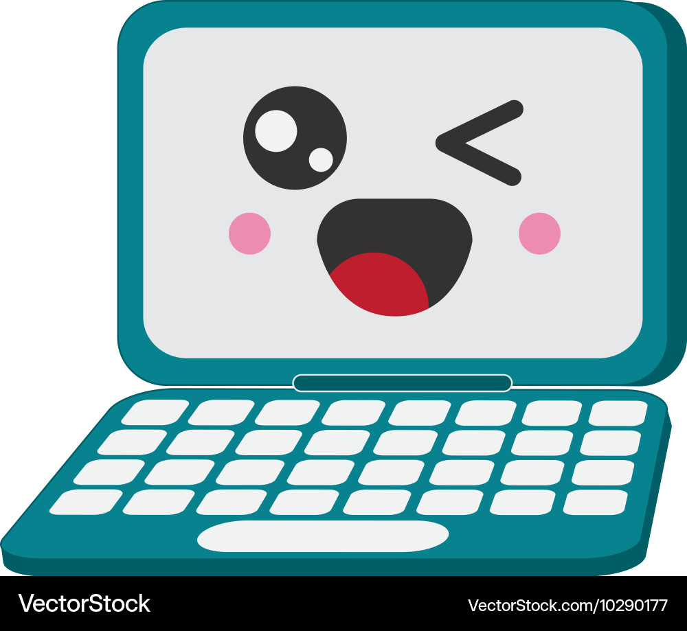 Kawaii laptop icon Royalty Free Vector Image - VectorStock