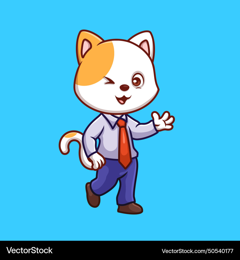 Manager white cat cute cartoon Royalty Free Vector Image