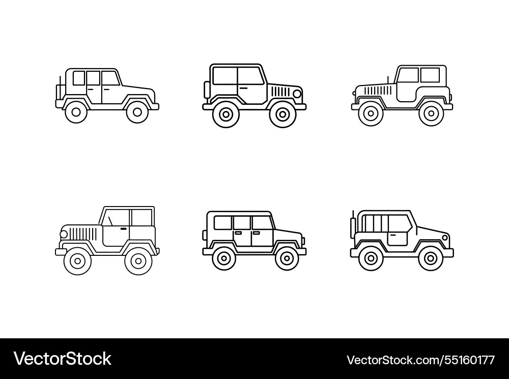 Military jeep icon line art Royalty Free Vector Image