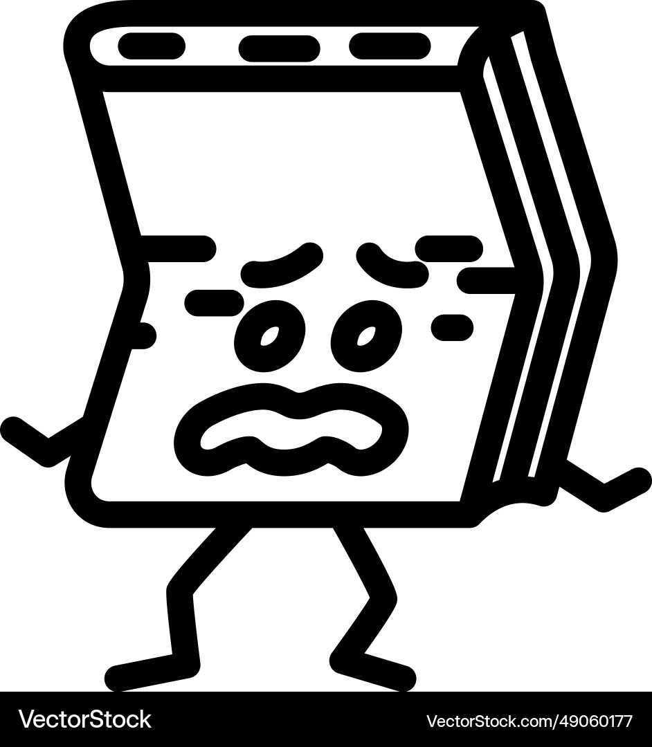 Paper book character line icon Royalty Free Vector Image