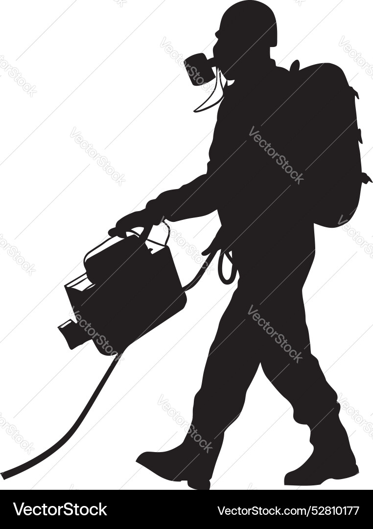 Pest purge fumigating man emblem logo Royalty Free Vector