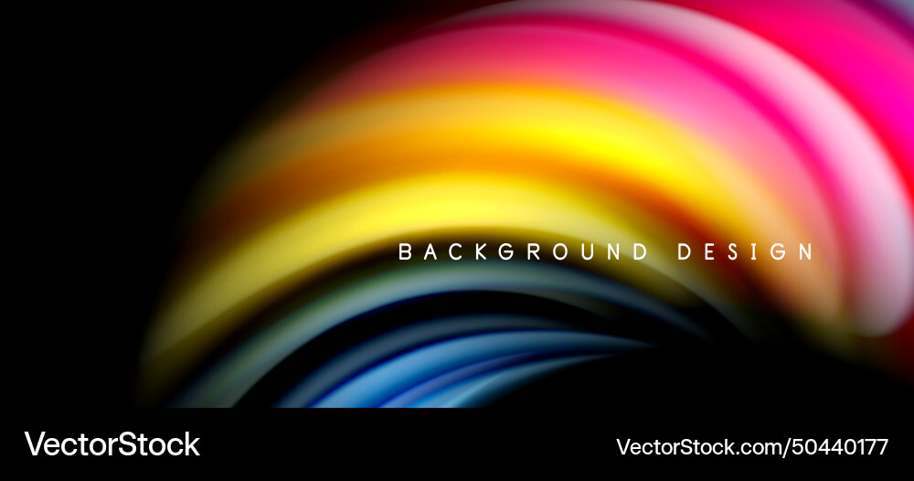 Rainbow color wave lines on black techno Vector Image