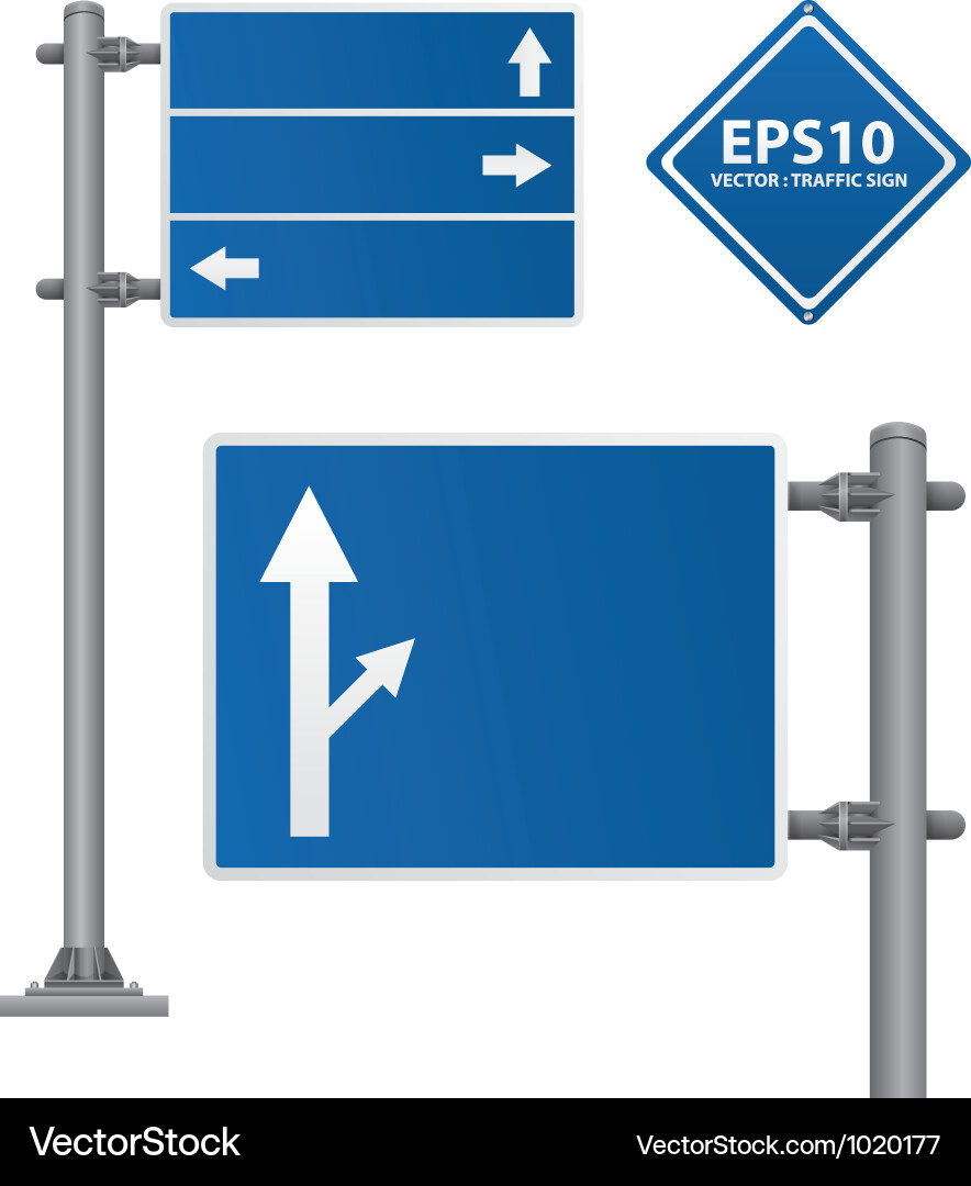 Road signs blue color Royalty Free Vector Image
