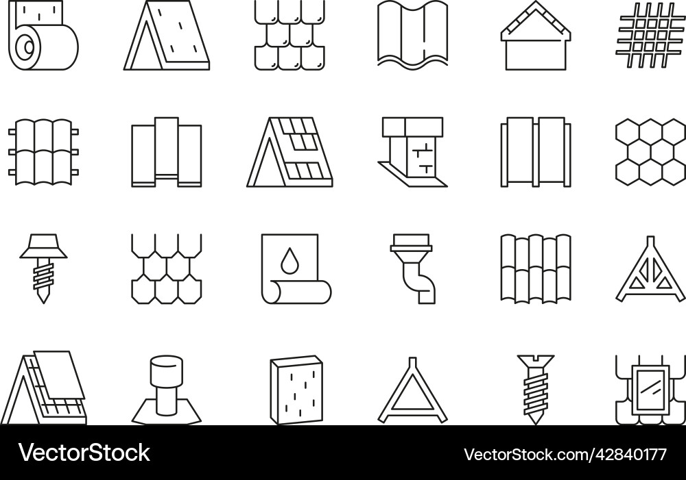 Roofing Symbols and Materials Royalty Free Vector Image