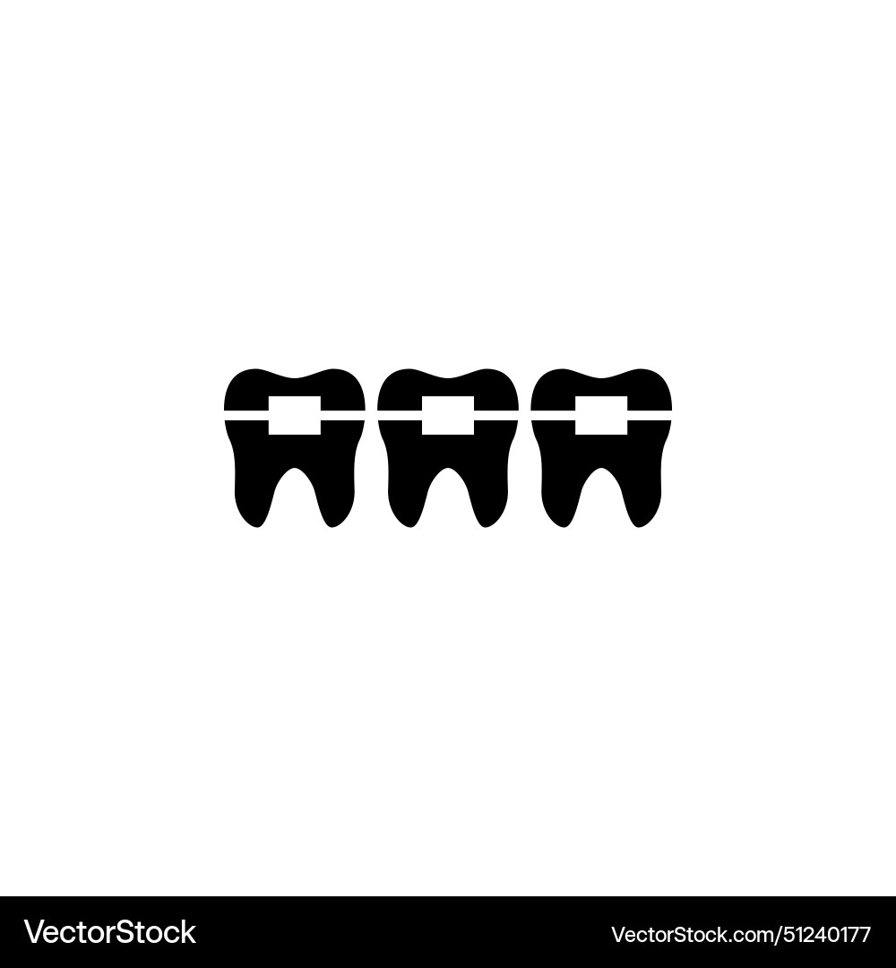 Teeth with dental braces flat icon Royalty Free Vector Image