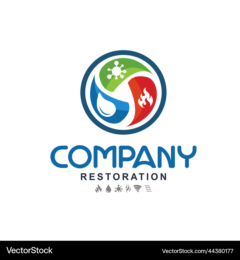 Water fire mold restoration logo Royalty Free Vector Image