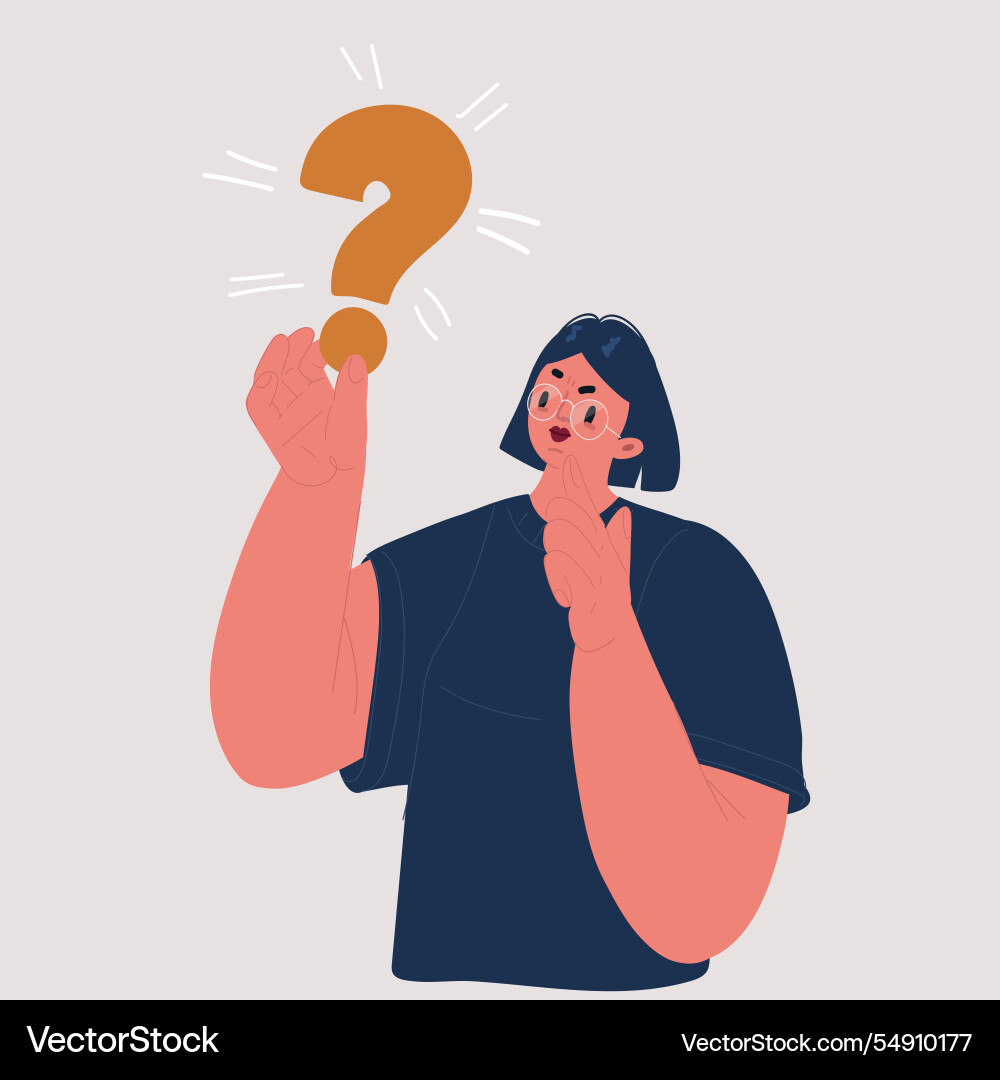 Woman holding question mark Royalty Free Vector Image