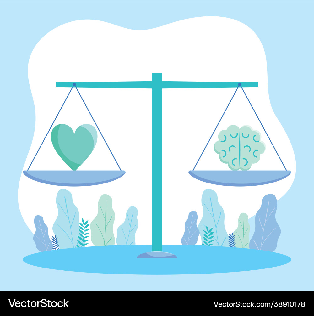 Balance heart and brain Royalty Free Vector Image
