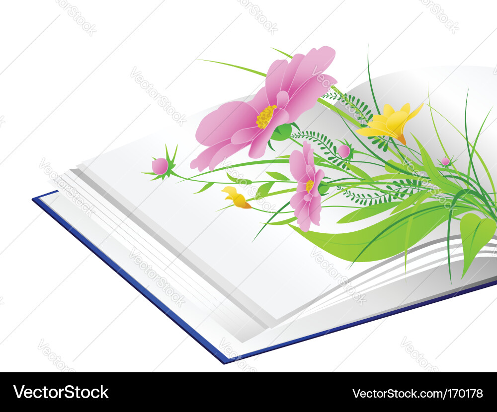 Book and flowers background Royalty Free Vector Image