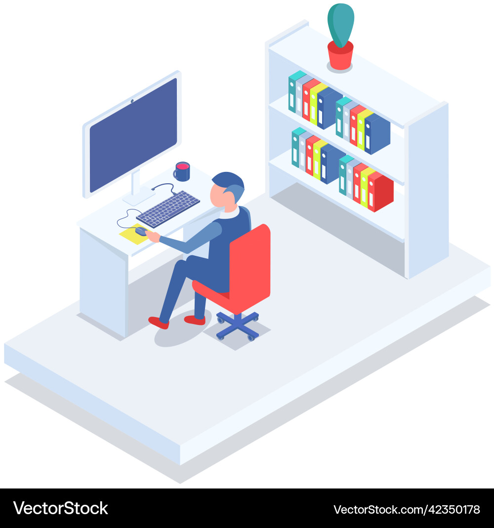 Business employees on their workspace co-worker Vector Image