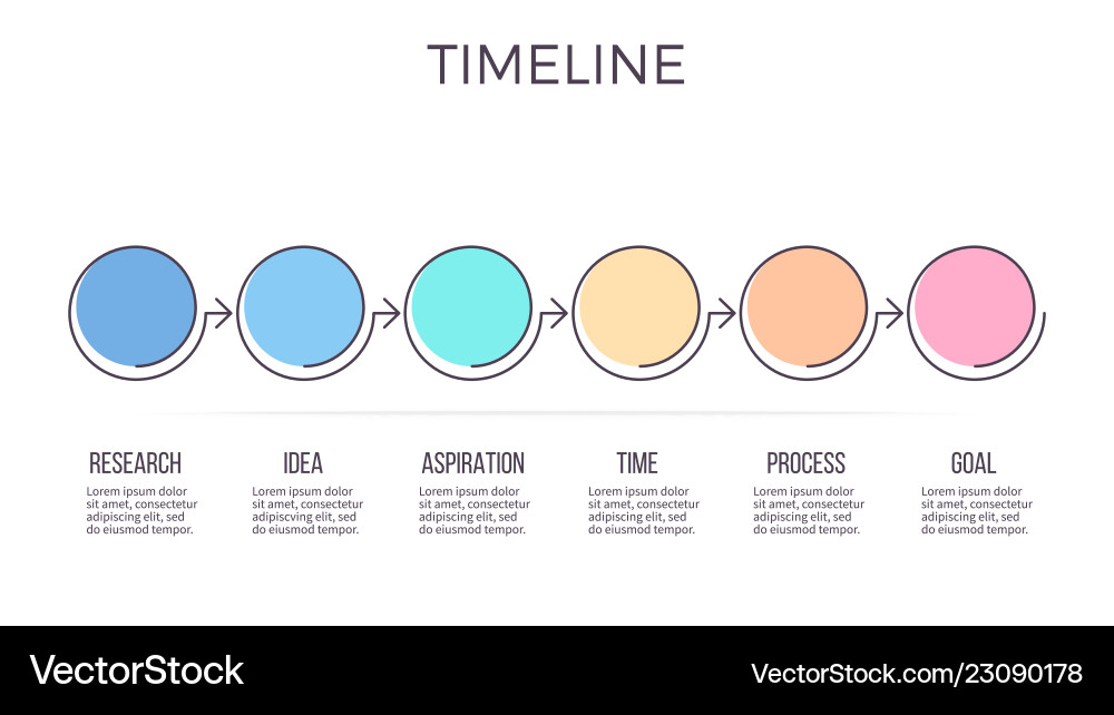 Business Infografiken Timeline mit 6 Schritten Vektorbild