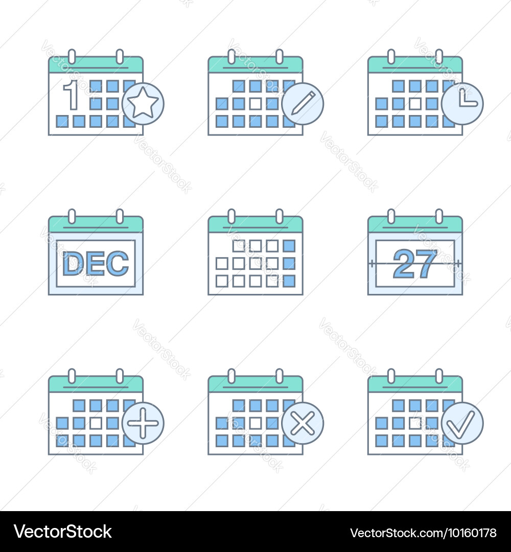 Calendar icon set Royalty Free Vector Image - VectorStock