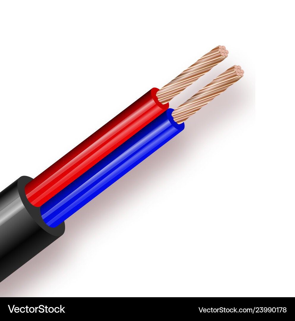 Flexible two-wire electrical copper cable isolated